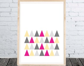Pink triangle art | Etsy