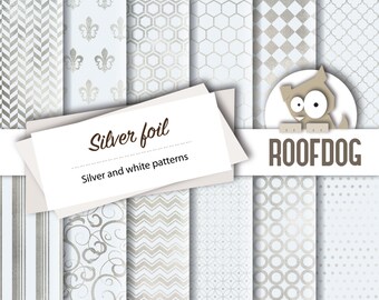 Silver foil digital paper Silver foil midnight by RoofdogDesigns