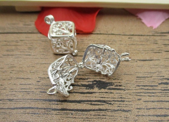 2 Cube Cage Pendant Small Cube Cage Charm for Pearls and