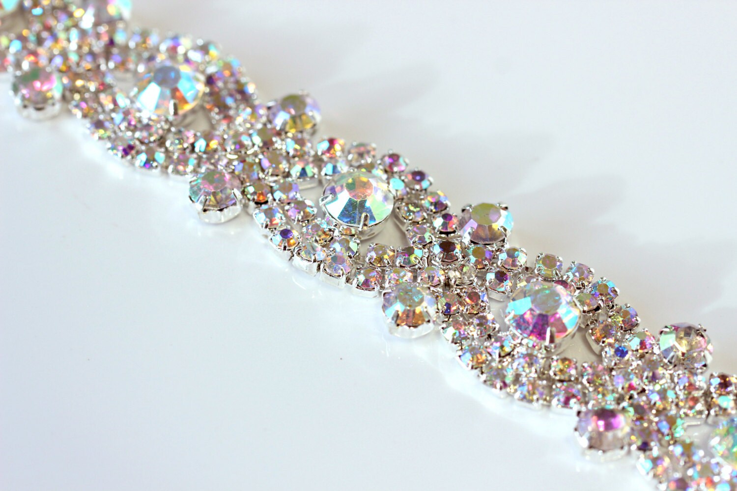 Ab crystal trim Rhinestone Applique 36'' Applique