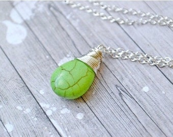 Lime green necklace | Etsy