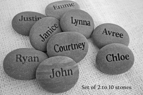 Name Rocks engraved name stones set of 2 to 10 by sjengraving
