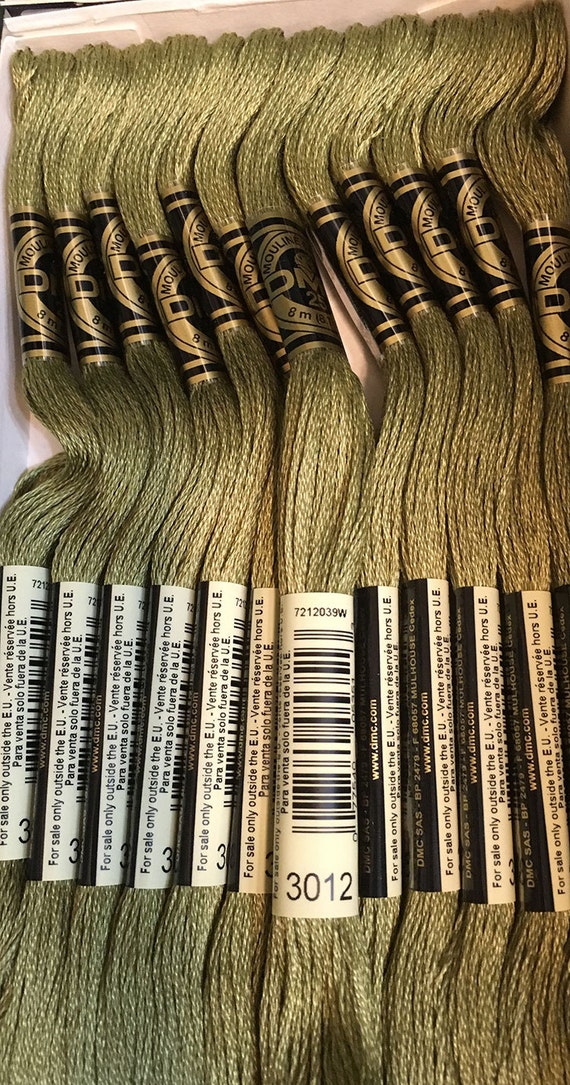 DMC 3012 Medium Khaki Green Embroidery Floss 2 Skeins 6 Strand