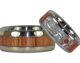 One Love Rasta Wedding Titanium Ring Set by Hawaiititanium on Etsy