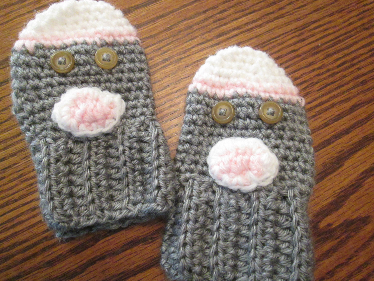 Sock Monkey inspired Toddler Mittens by Crochetandmore on Etsy