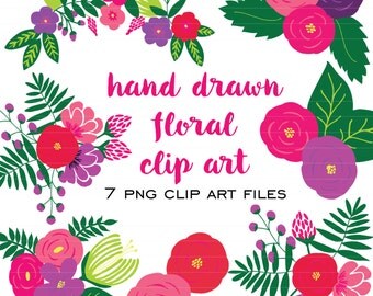 Hand Drawn Floral Wreath digital clip art flower clipart