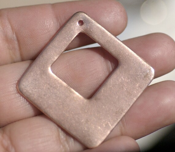 Copper 32mm Square on Square for Enameling Stamping Texturing