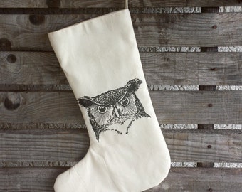 Items similar to Christmas Stocking Woodland Owl made of wool felt wool ...