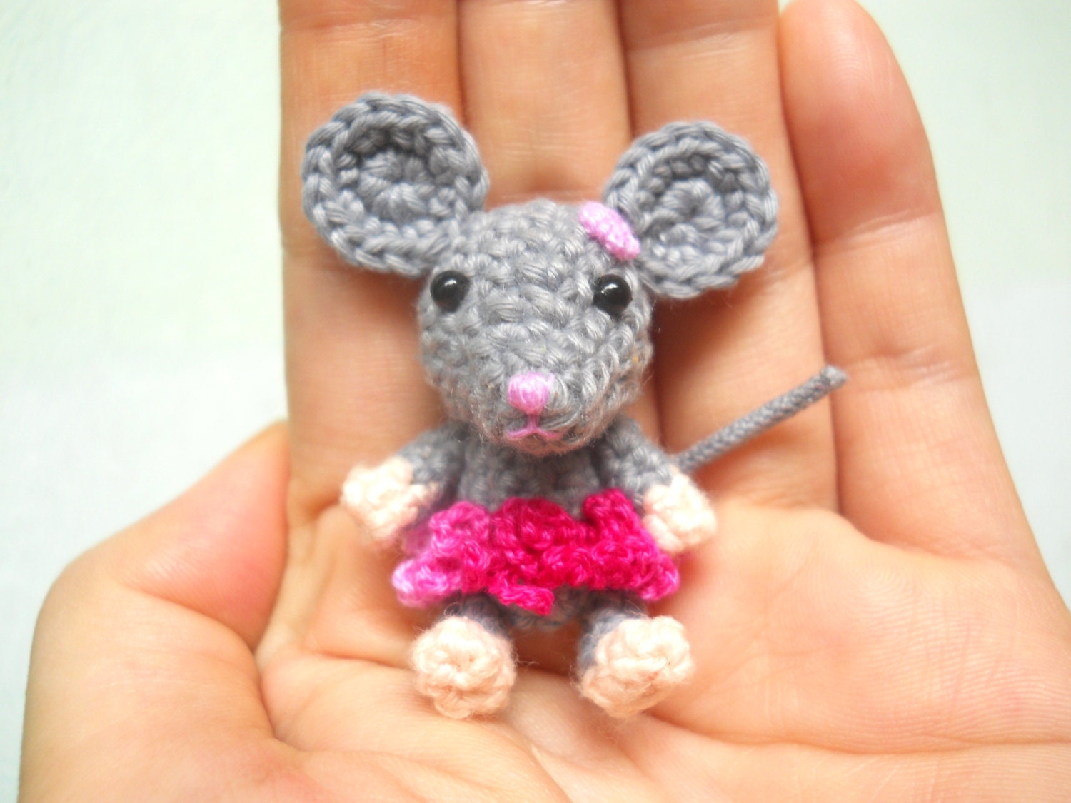 Crocheted Mouse Girl Amigurumi Miniature Stuffed Animals