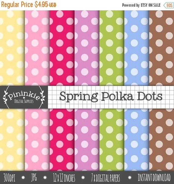 60% OFF SALE Polka Dots Digital Paper Polka Dot by Pininkie
