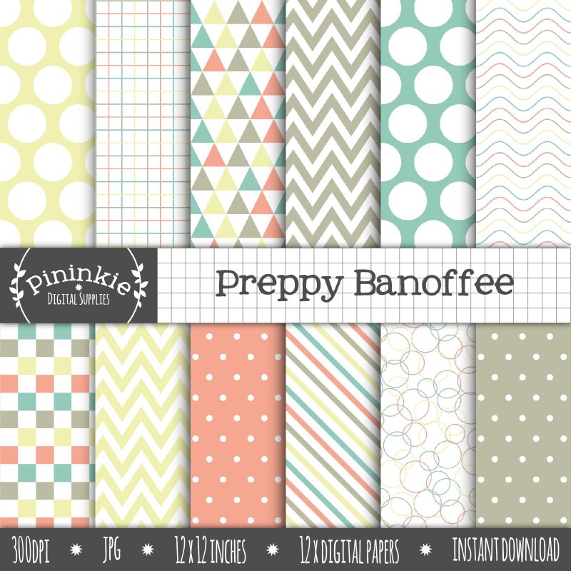 Preppy Digital Paper Digital Scrapbook Paper Background
