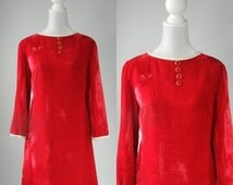 BLACK FRIDAY SALE Vintage Dress, Vintage Red Dress, Vintage Red Velvet ...