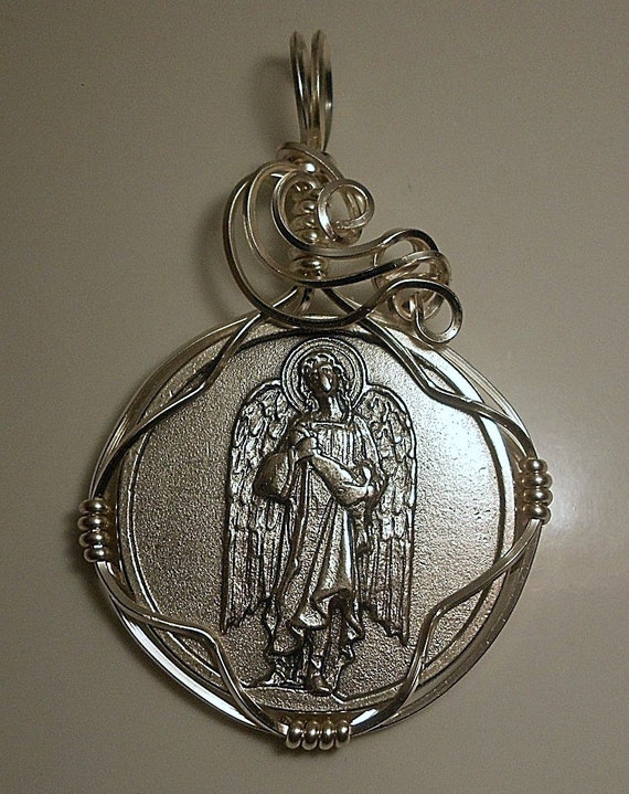 Archangel Saint Raphael Medal Pendant by maddyq on Etsy
