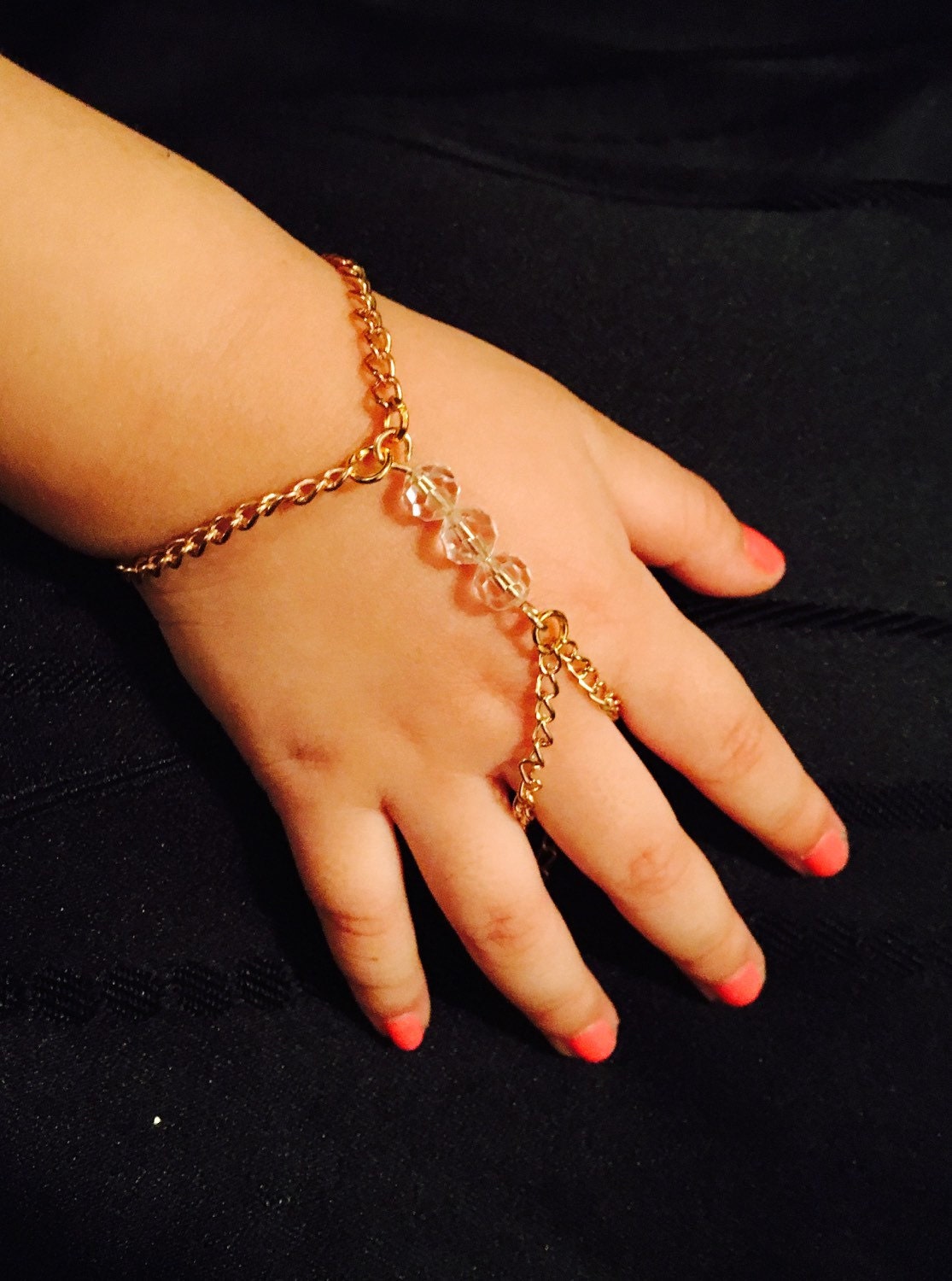 Baby girl slave bracelet or hand harness gold color chain made