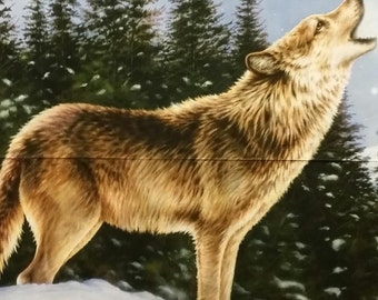 Wolf fabric panel | Etsy