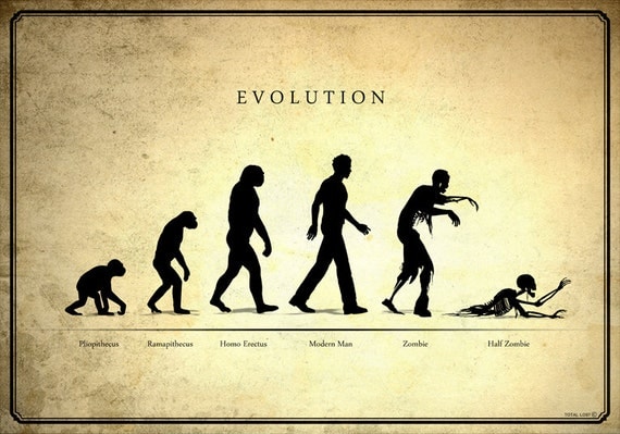 Zombie EvolutionposterDarwindigital printthe walking