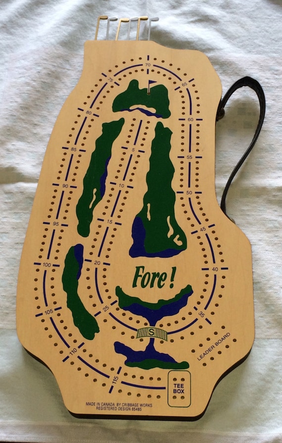Wood Cribbage Board Golf Bag Shape Wood Board Game Made in