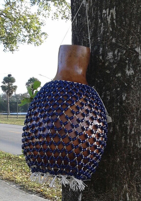Sekere jumbo Yoruba-style netted gourd rattle by PanAfricanArts