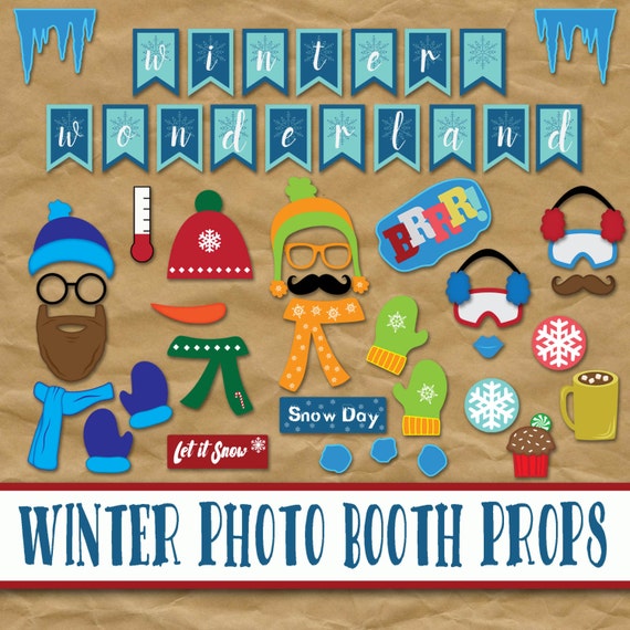 Items similar to Winter Photo Booth Props and Decorations - Christmas ...