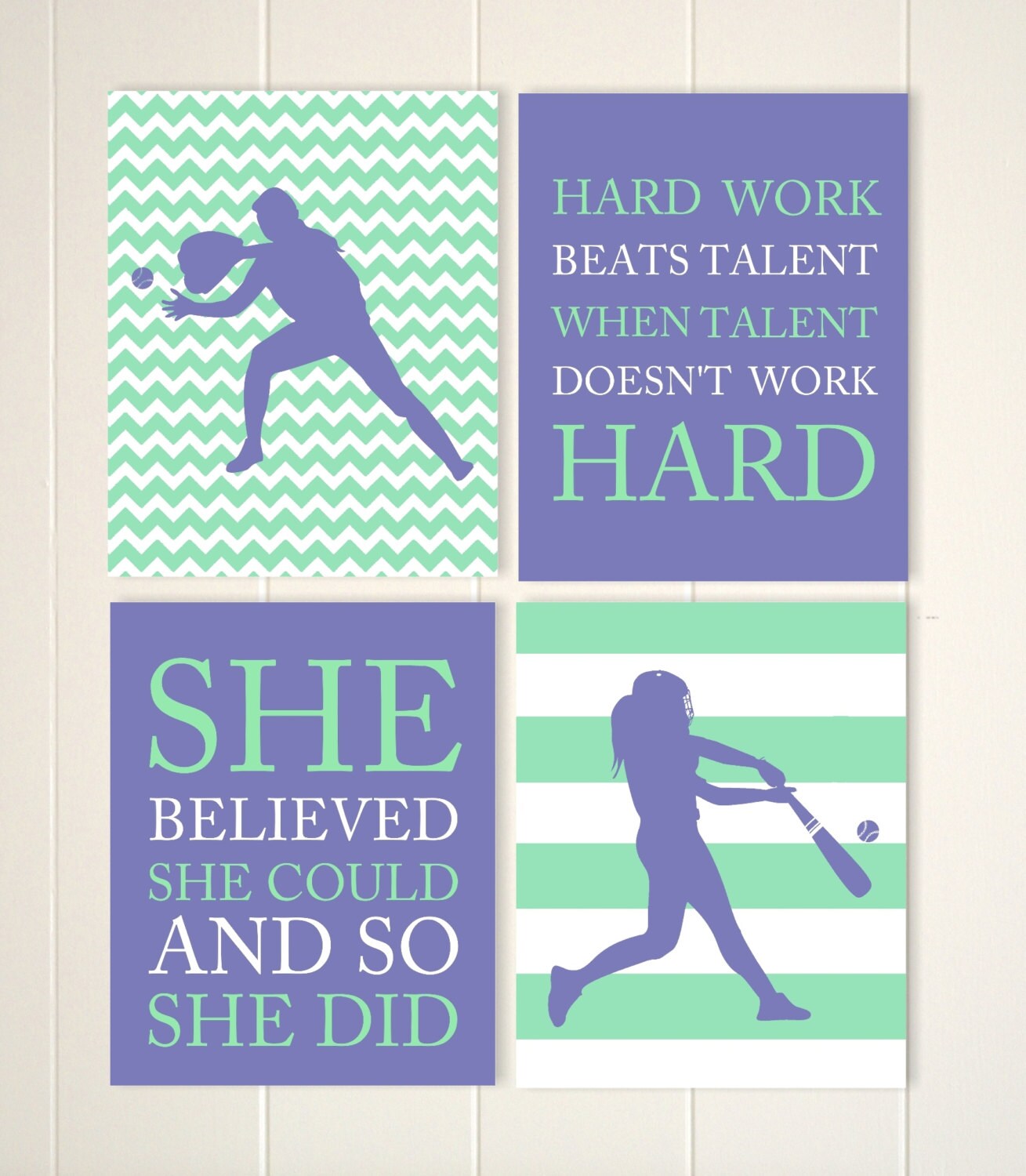 Girls softball wall art softball room decor by PicabooArtStudio