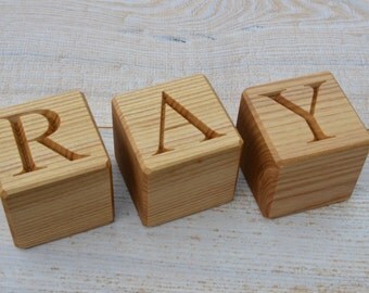 30 Wooden German Alphabet Letter Blocks Handmade by KlikKlakBlocks