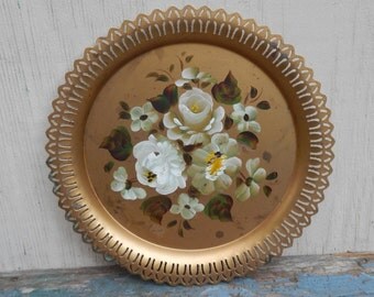 Floral metal tray | Etsy