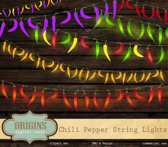 Chili Pepper String Lights Clip Art fiesta red pepper lights