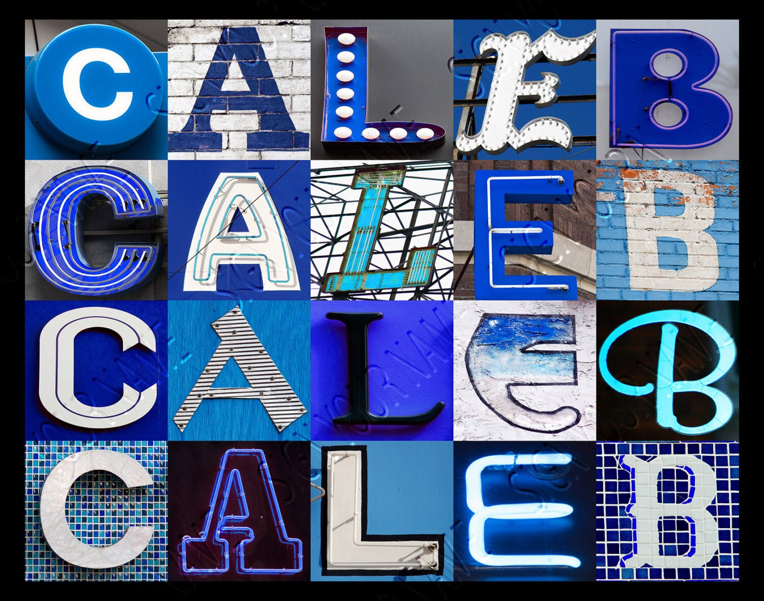 Personalized Poster featuring CALEB showcased in photos of