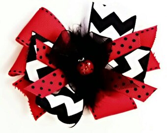 Ladybug hair bow | Etsy