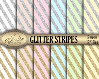 Gold Digital Paper Golden Background Glitter stripes Gold Foil