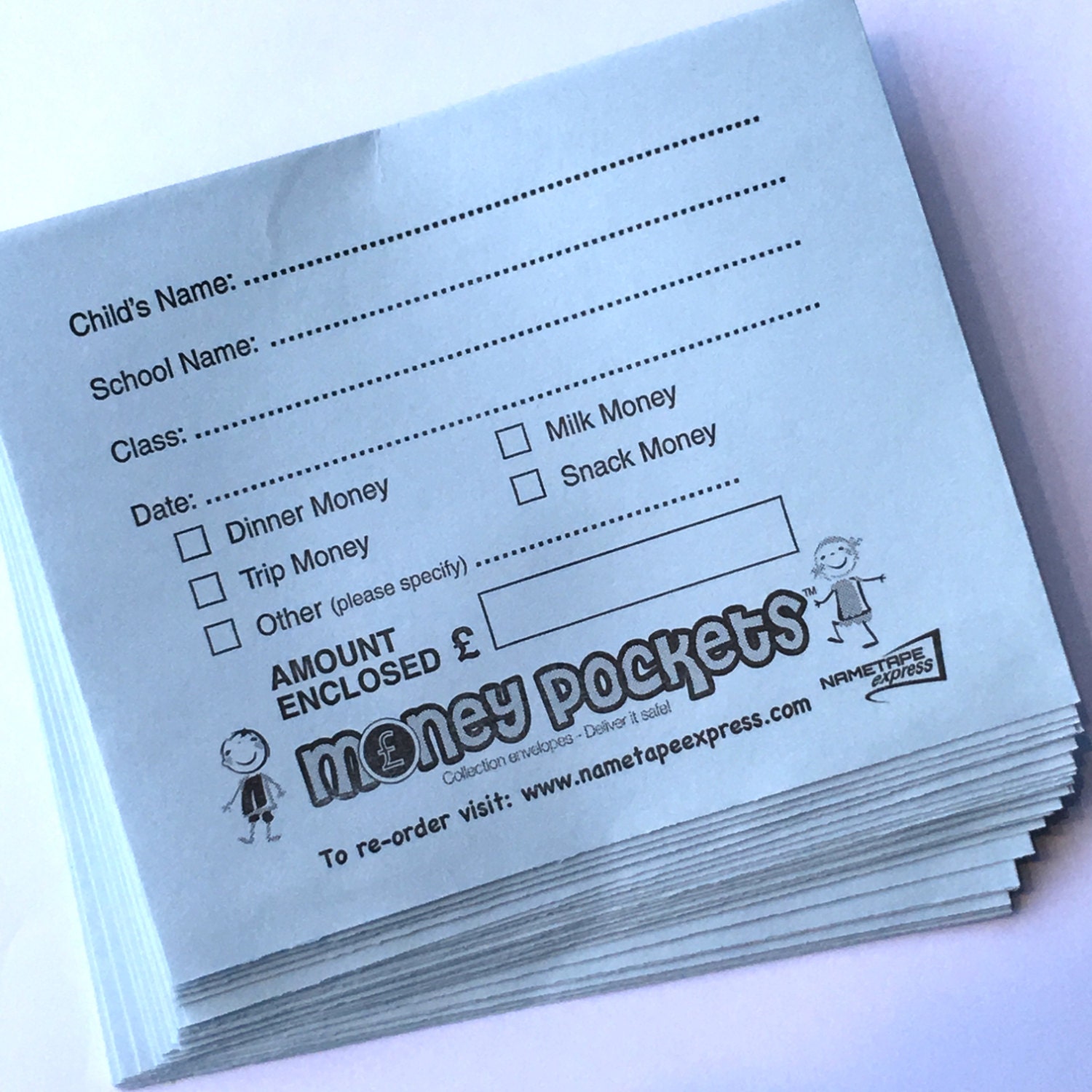 School Money Envelopes perfect for sending money into school