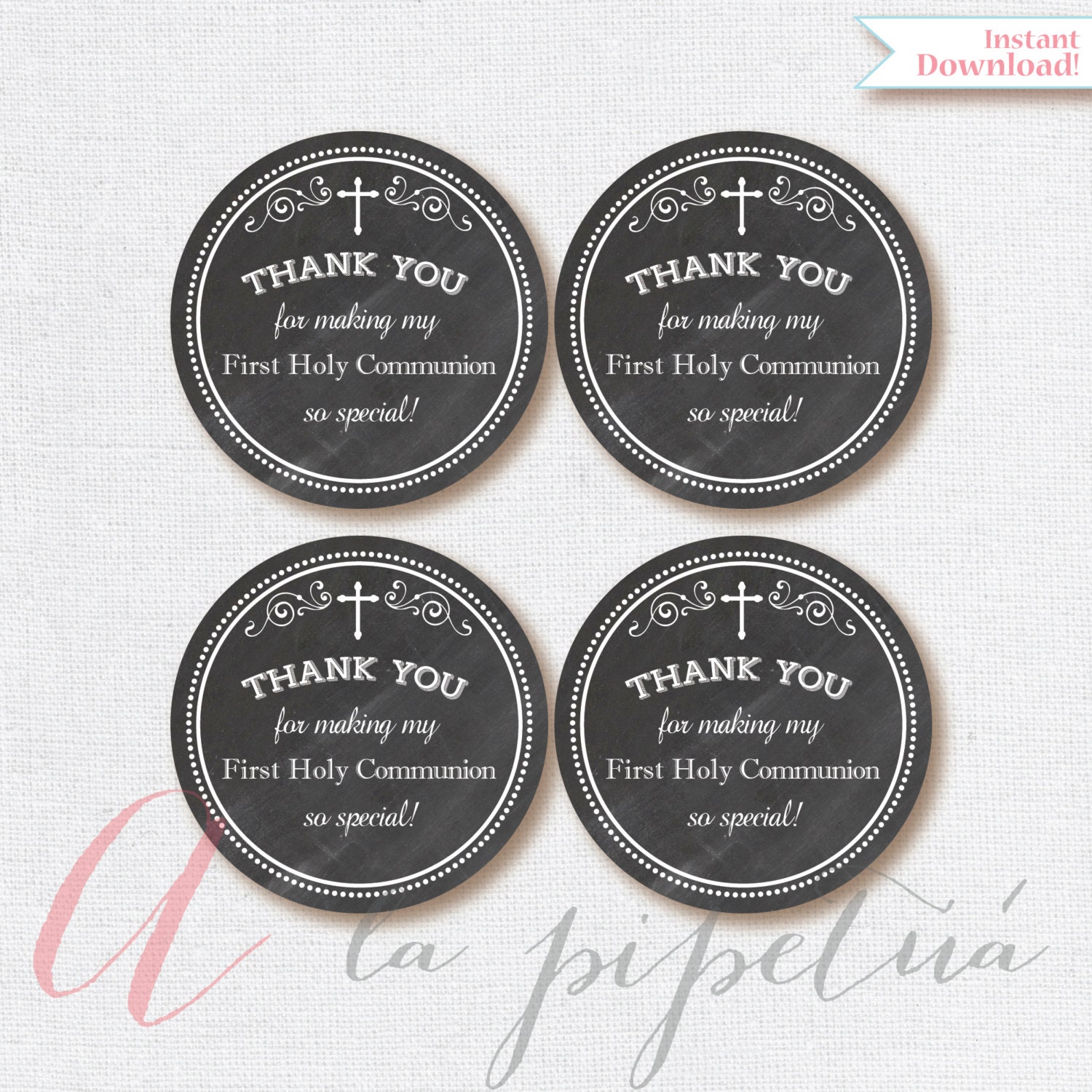 Thank You Favor Tags .First Communion tags. Chalkboard tags.