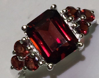 Emerald cut garnet | Etsy