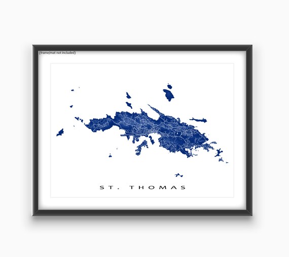 St Thomas Map Print US Virgin Islands Caribbean by MapsAsArt