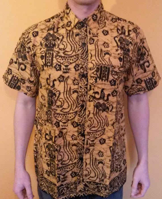 Mens Traditional Batik Shirts Short Sleeve Cool by GlobalEmporium1