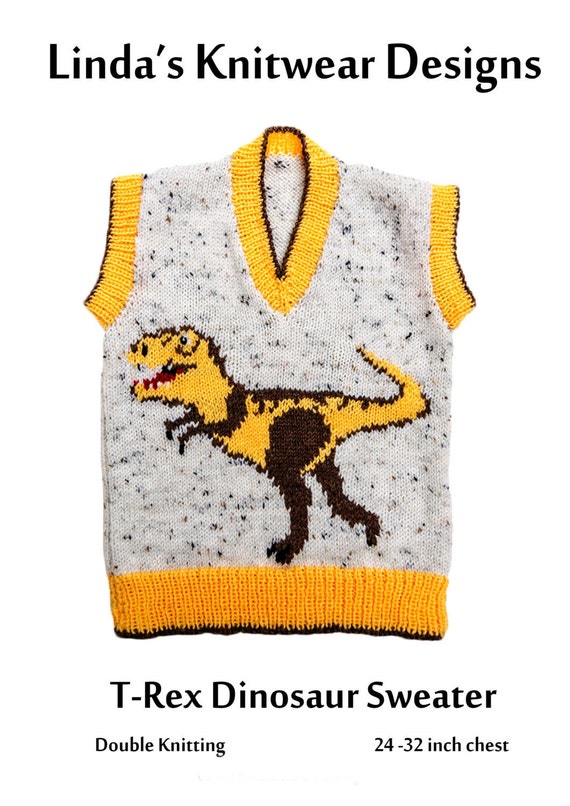 Children's T-Rex dinosaur Motif Knitting Pattern