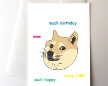 Popular items for doge birthday card on Etsy