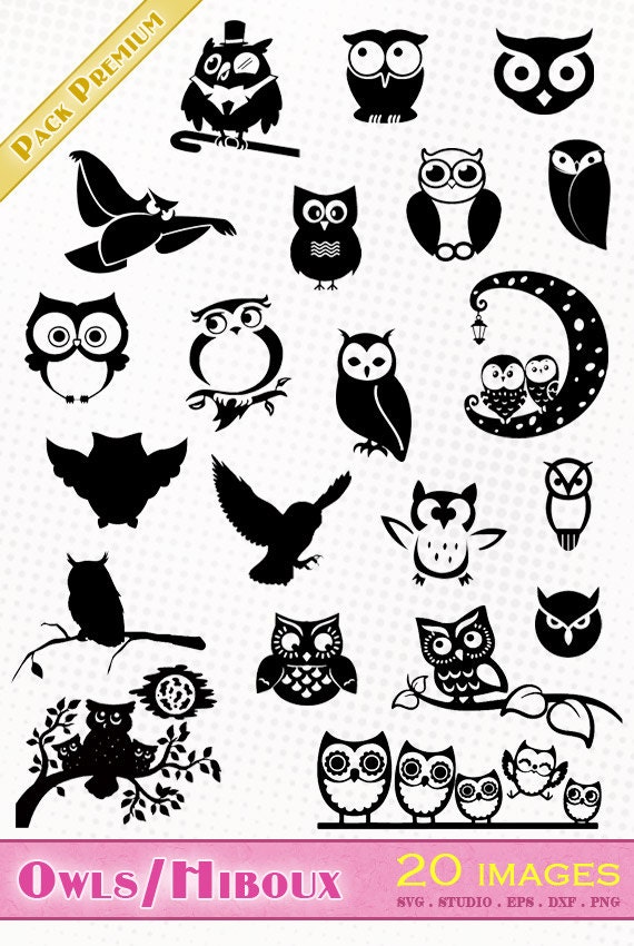 Gufi / Civette 20 png/svg/dxf/eps/studio Sagome i file di