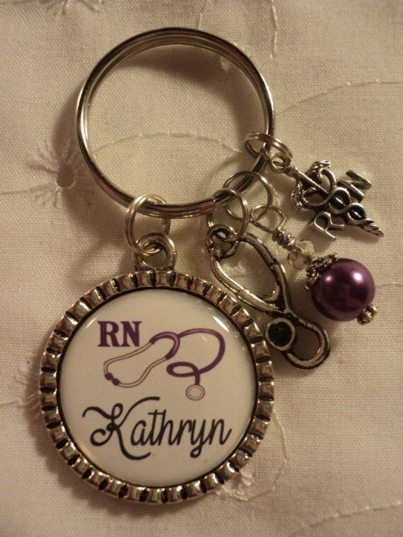 Personalized Nurse RN LPN CNA key chain with by chaleybrooke