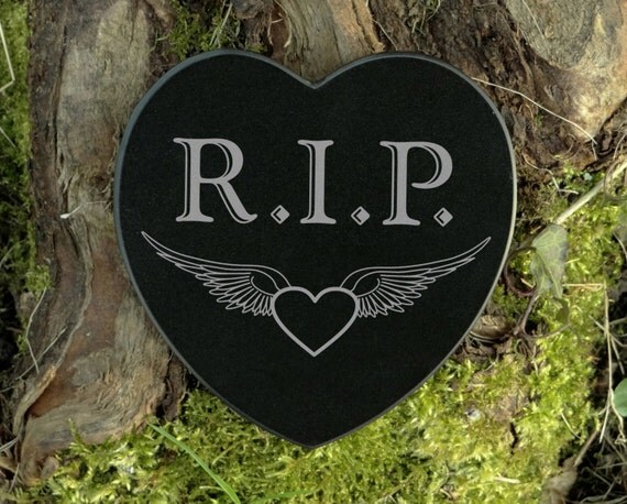 Grave decorations R.I.P. heart engraved memorial stone