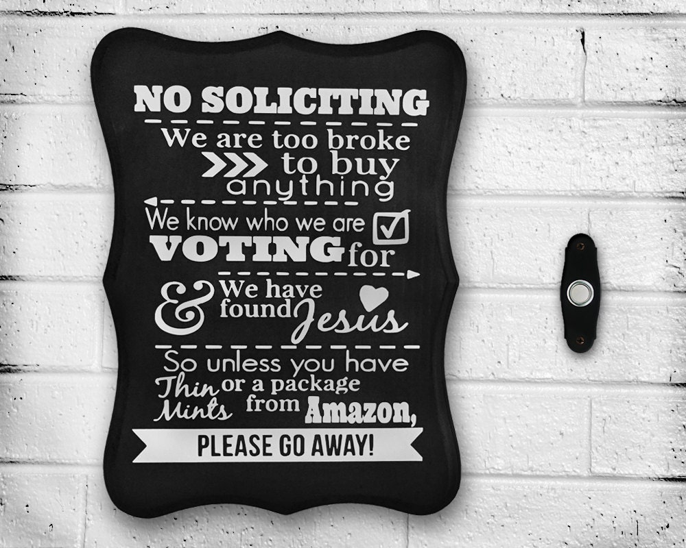 Handmade No Soliciting Sign Wood Hand Painted