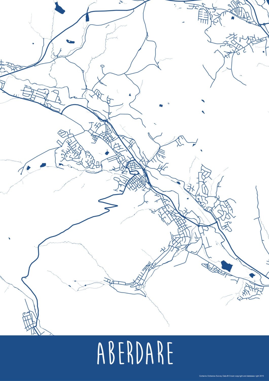 Aberdare Wales Art Map Roads Print Your Places