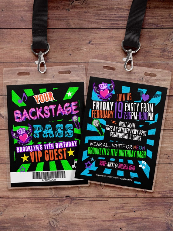 Retro neon VIP PASS backstage pass Vip invitation