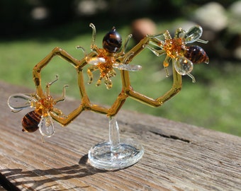 Glass Bee Blown Collectible Figurine honey bee Animals