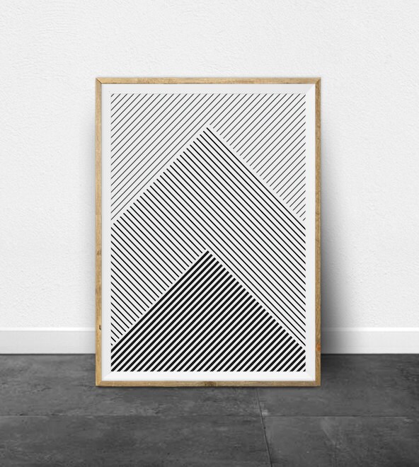 Geometric Print Geometric Art Black and White Stripes