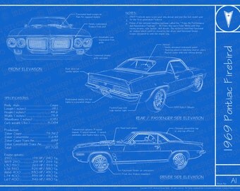 1977 Pontiac Firebird / Trans Am blueprint poster