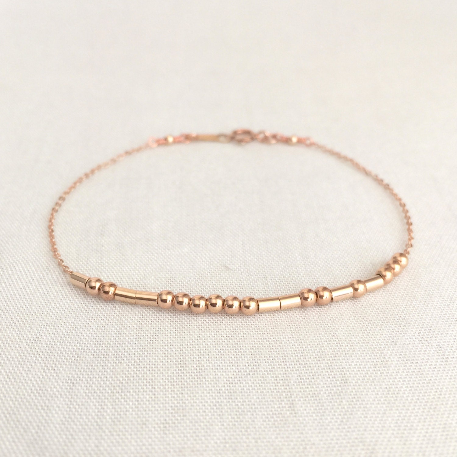 Rose Gold Morse Code Bracelet Sister Bracelet by StampedEve