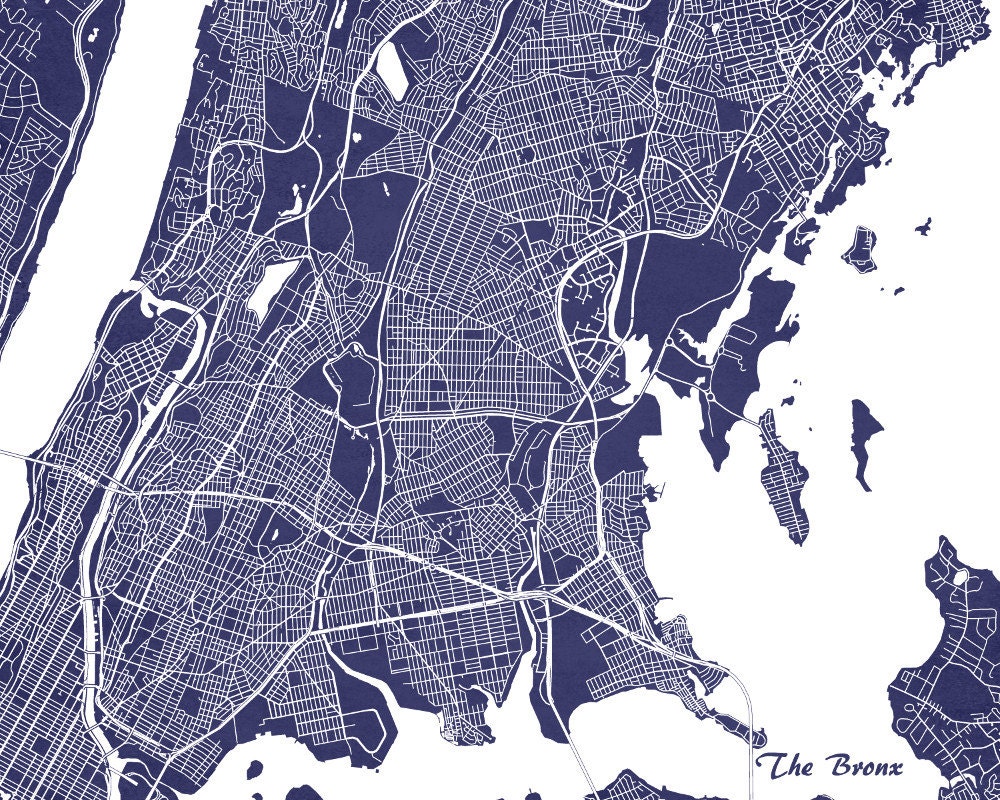 The Bronx Street Map Print Map of The Bronx New by ArtPrints4All