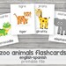 Printable kids zoo animals flashcards english-spanish