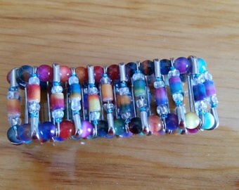 Items similar to Safety Pin Bracelet - Upcycled - Multiple Colors ...